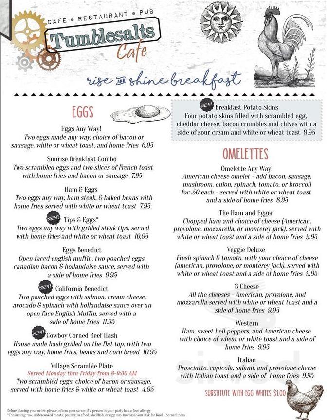 Tumblesalts Café menu in North Providence, Rhode Island, USA