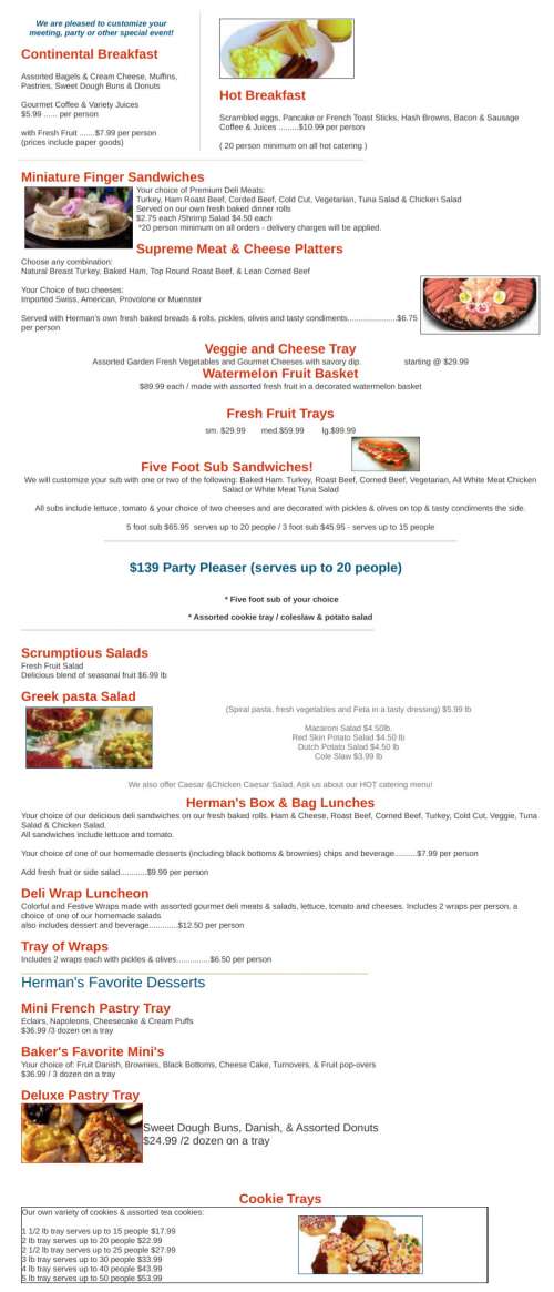 Herman's Bakery & Catering menu in Dundalk, Maryland, USA