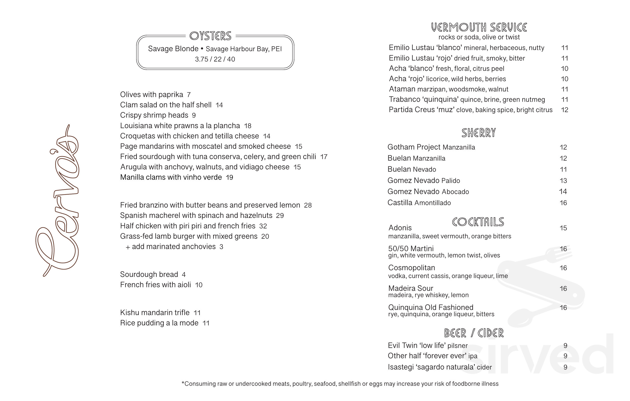 Cervo's menus in New York, New York, United States