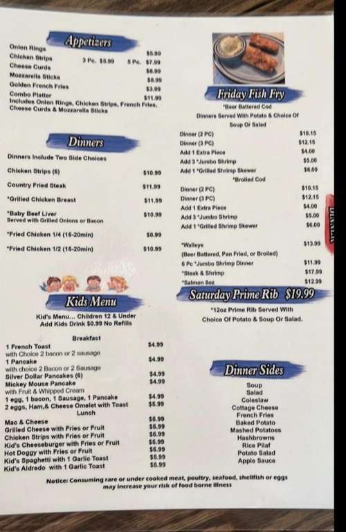 West River Cafe menu in Nekoosa, Wisconsin, USA