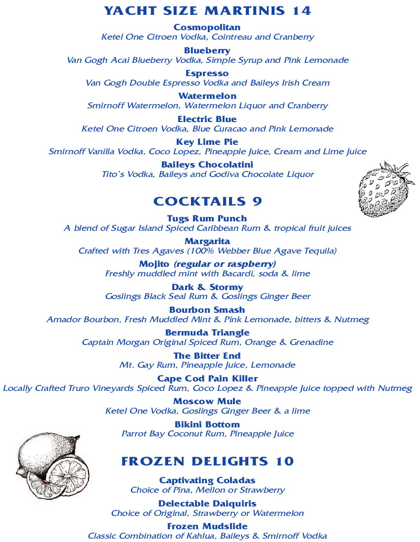 Tugboats at Hyannis Marina menu in West Yarmouth, Massachusetts, USA