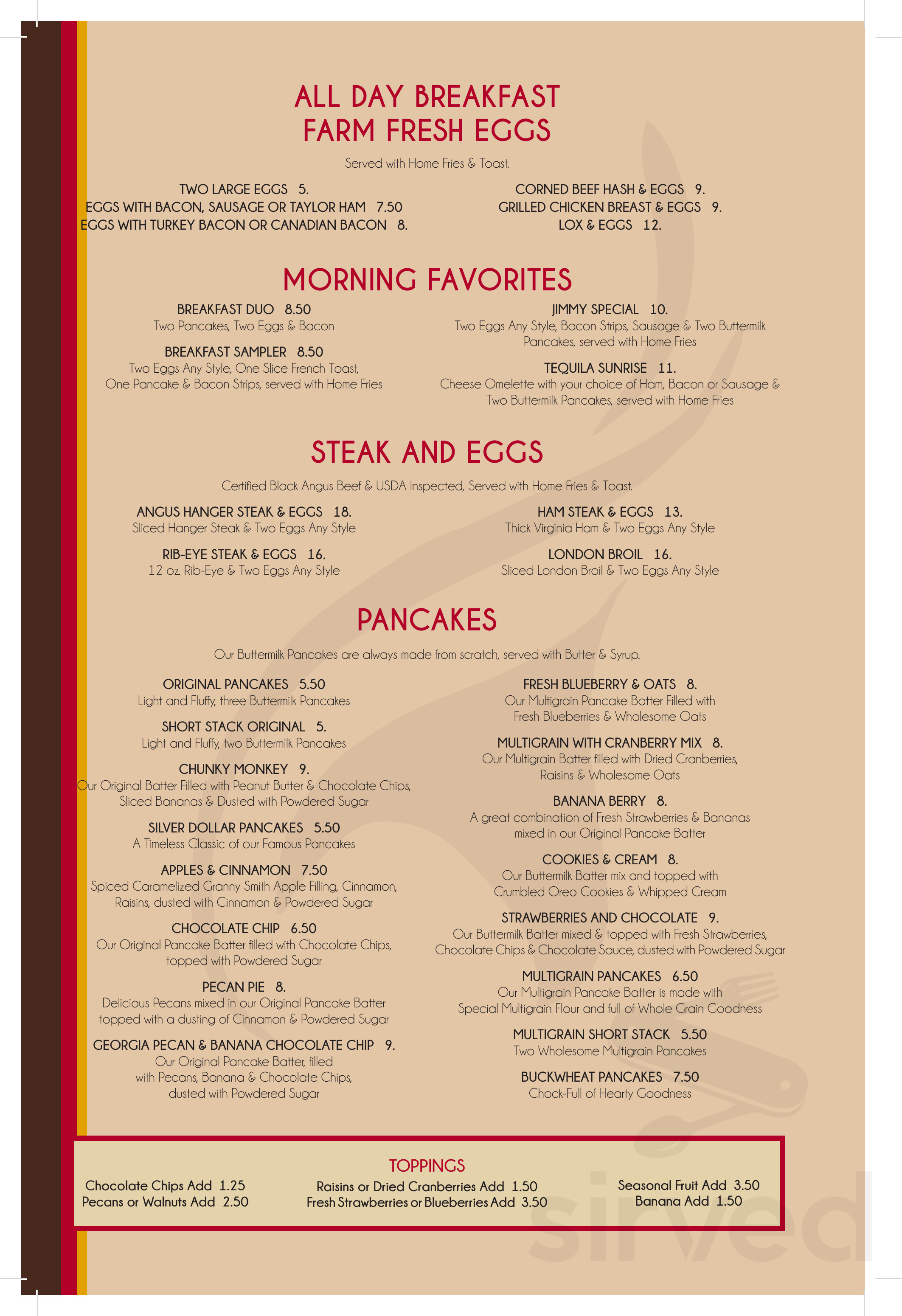 Candlewyck Diner menu in East Rutherford, New Jersey, USA