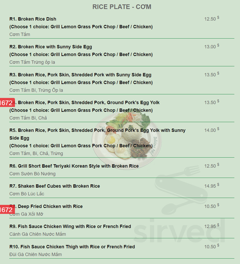 Delicious Pho menu in Chicago, Illinois, USA