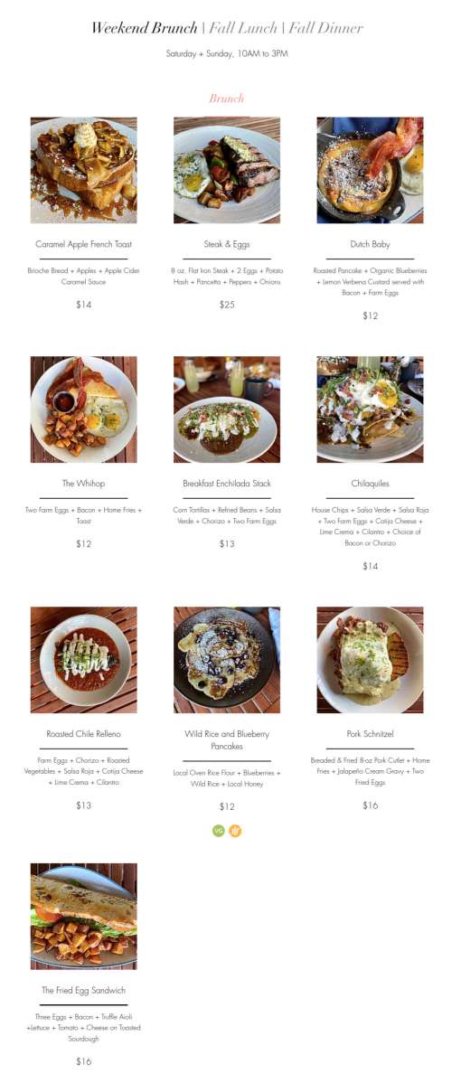 The Amber Room menu in Fort Worth, Texas, USA