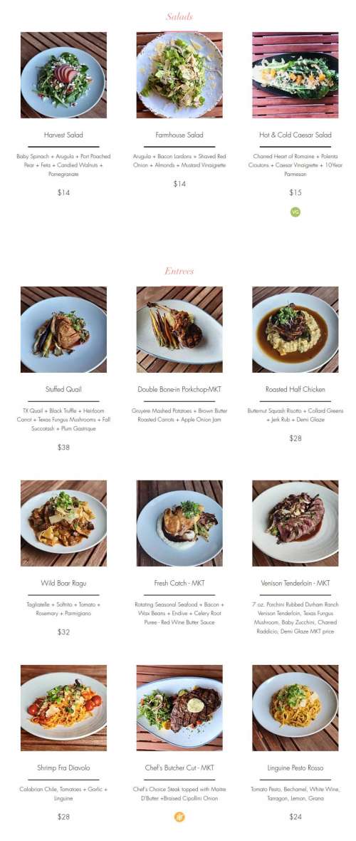 The Amber Room menu in Fort Worth, Texas, USA
