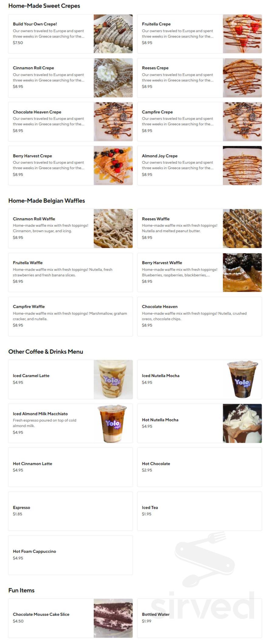 Yolo Cafe menu in Keene, New Hampshire, USA