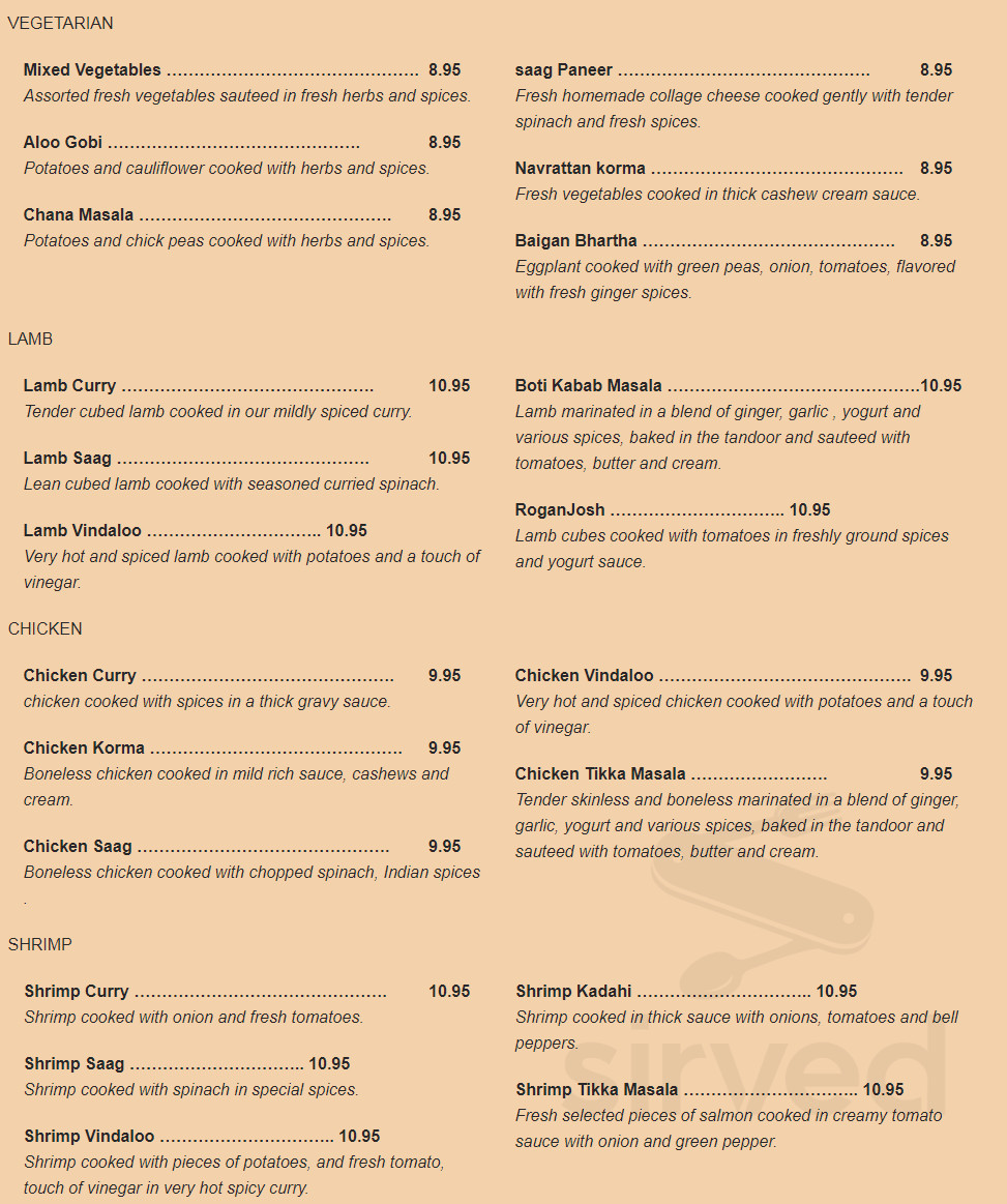 Darbar India menu in Branford, Connecticut, USA