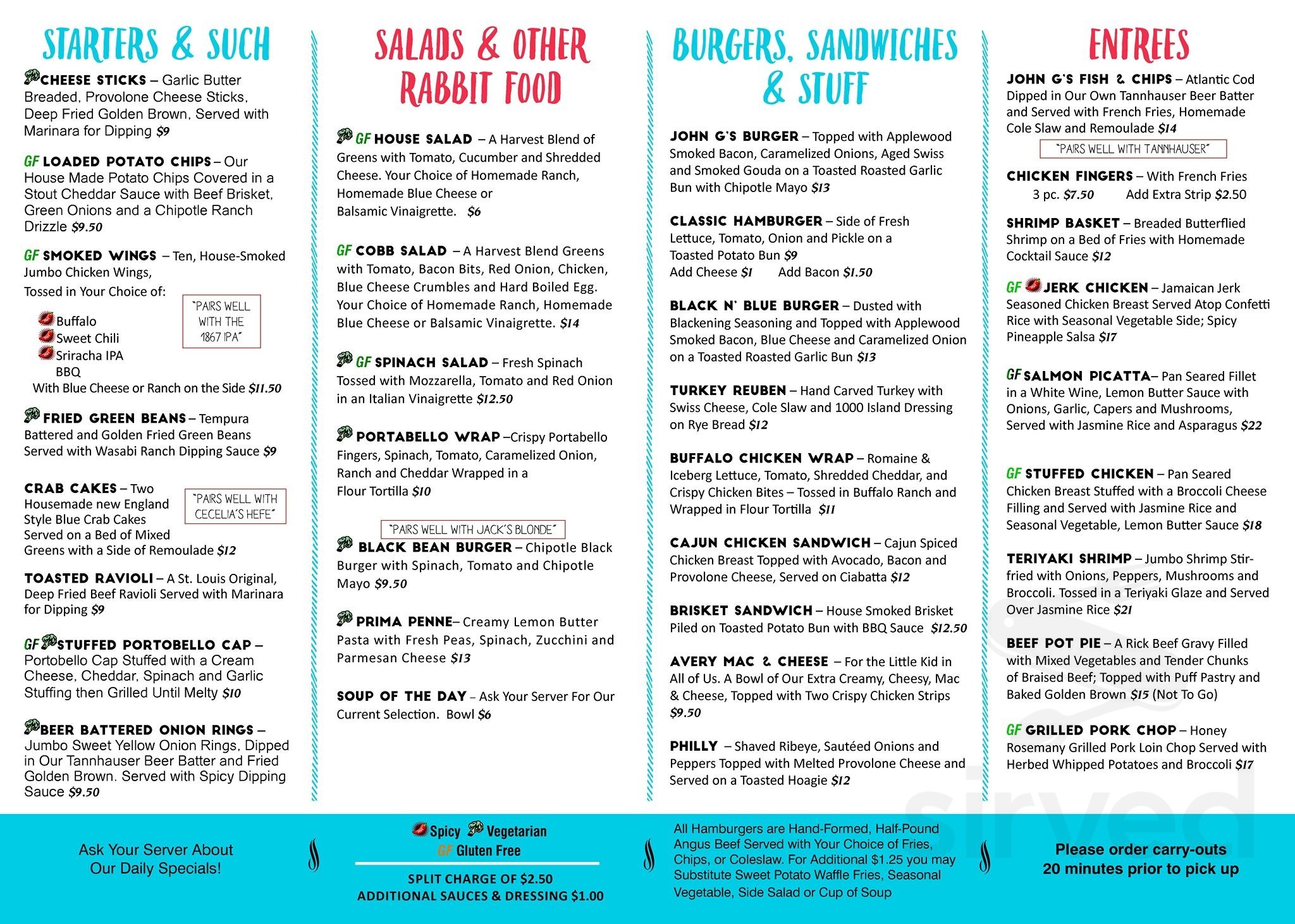 John G's Bier Deck menus in Washington, Missouri, United States