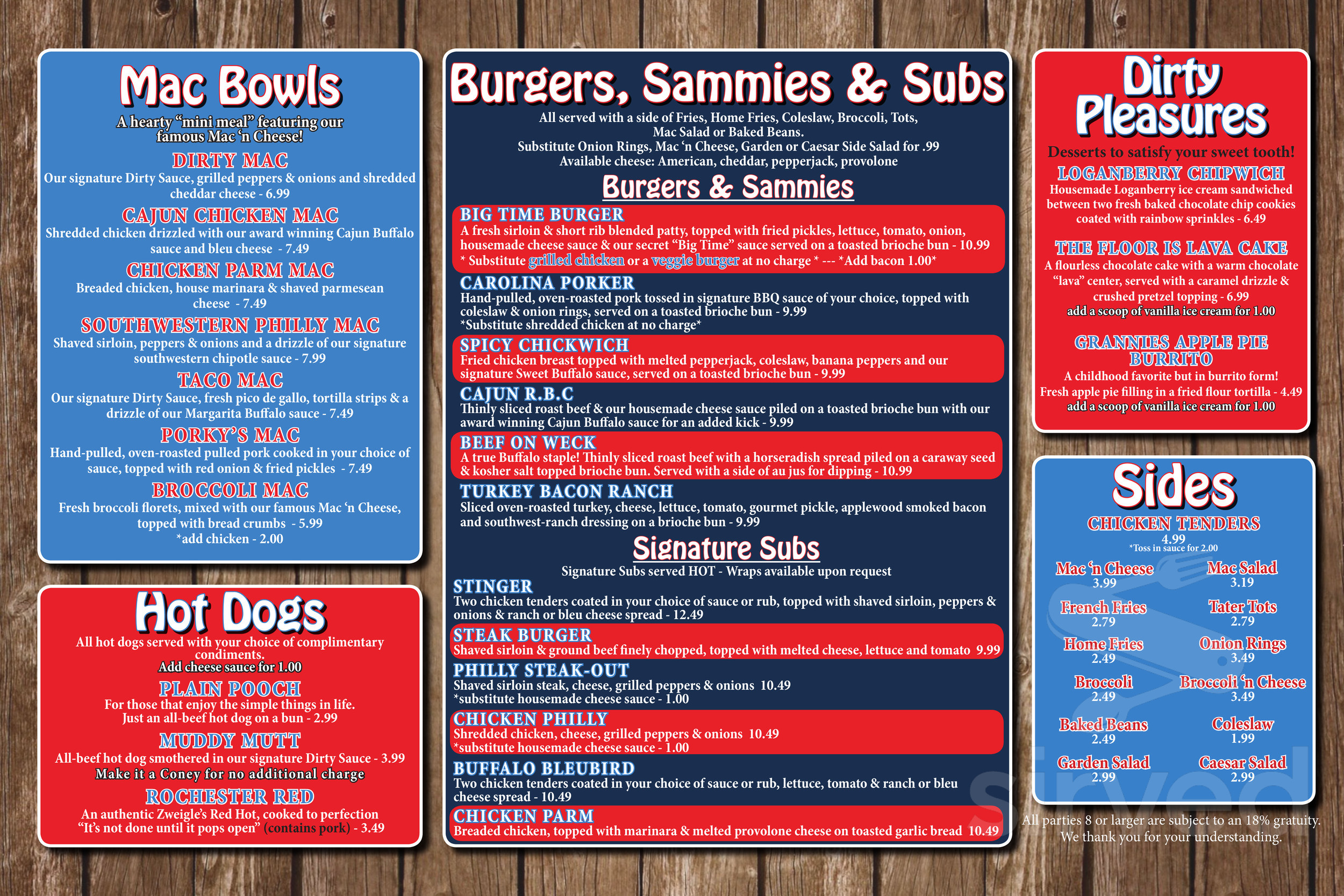 The Dirty Buffalo menu in Virginia Beach, Virginia, USA