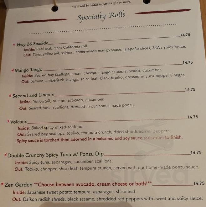 SaWa's Donburi menu in Forest Grove, Oregon, USA