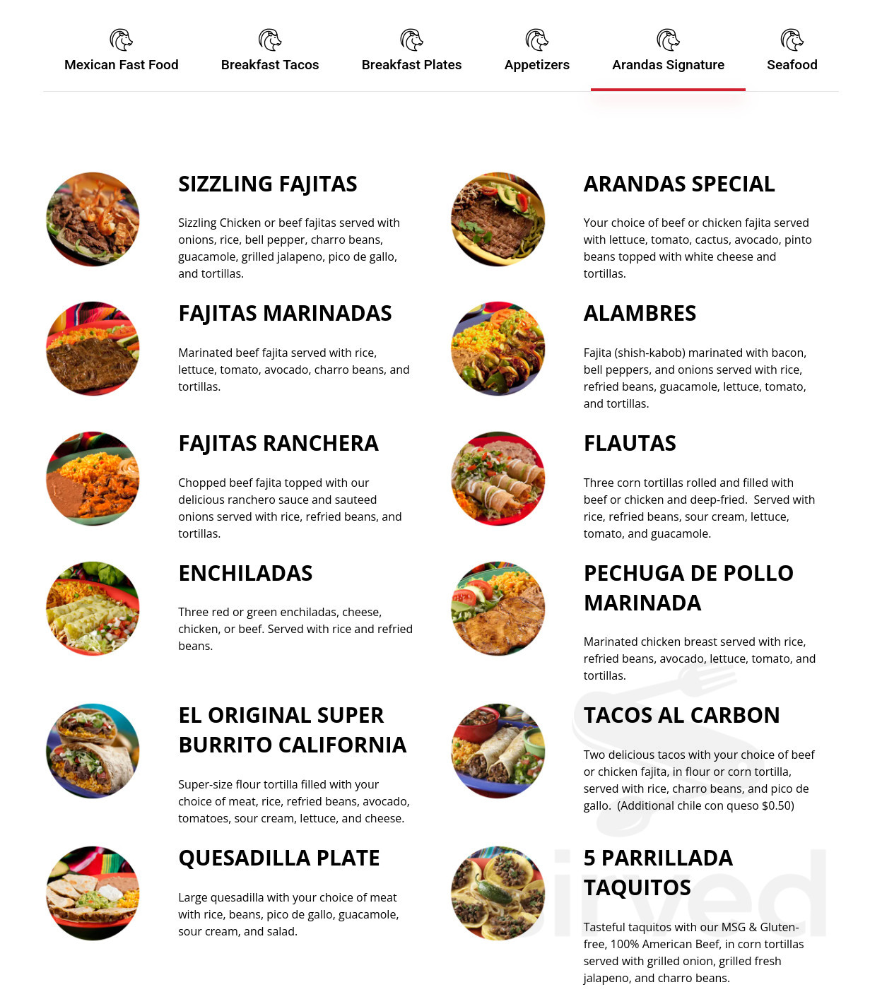 Menu - Cypress TX's El Viejo Solis | Sirved