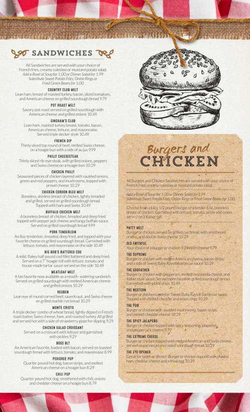 Gingham's Homestyle Restaurant menu in St Charles, Missouri, USA