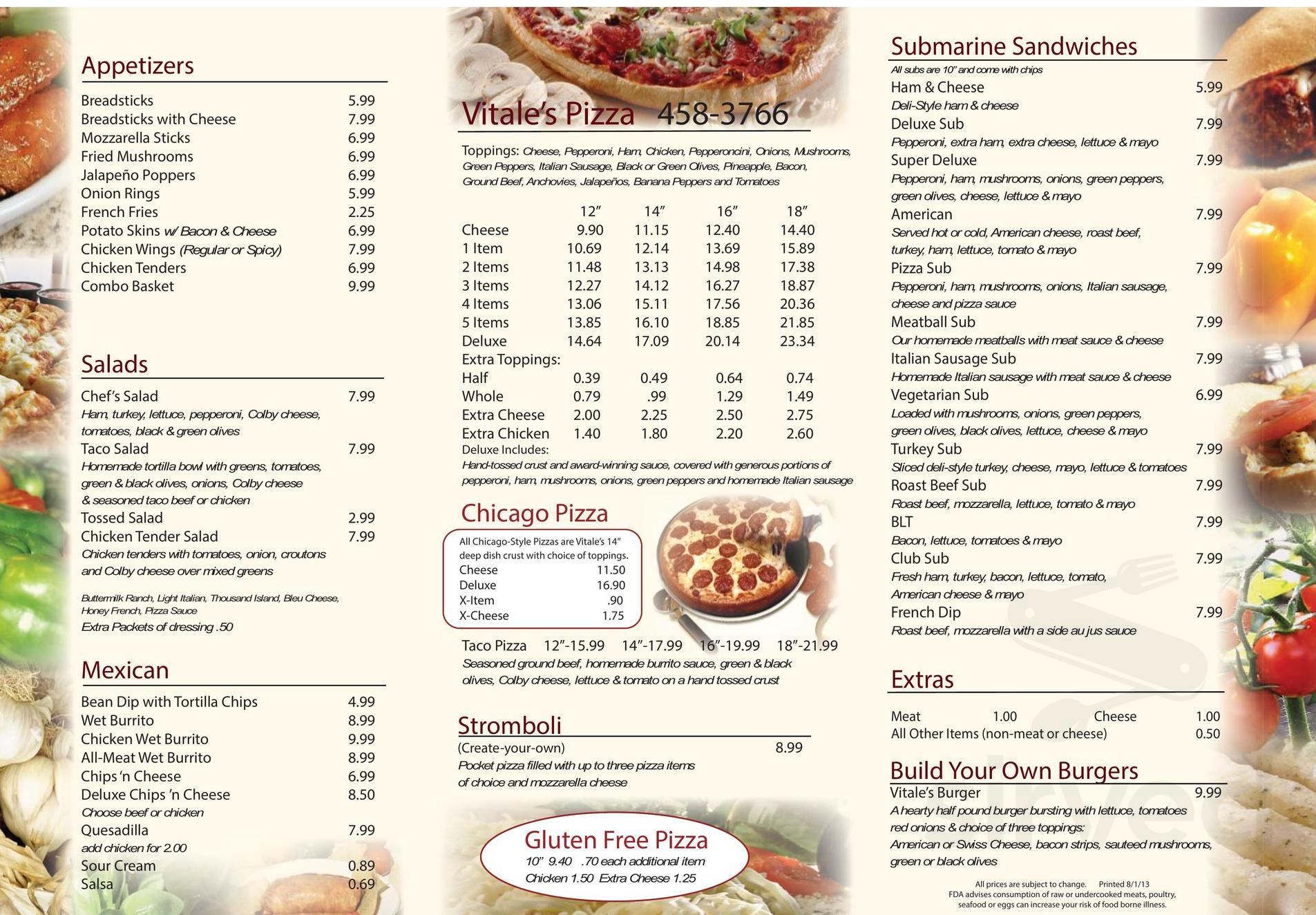 Menu - Grand Rapids MI's Vitale's Pizza | Sirved