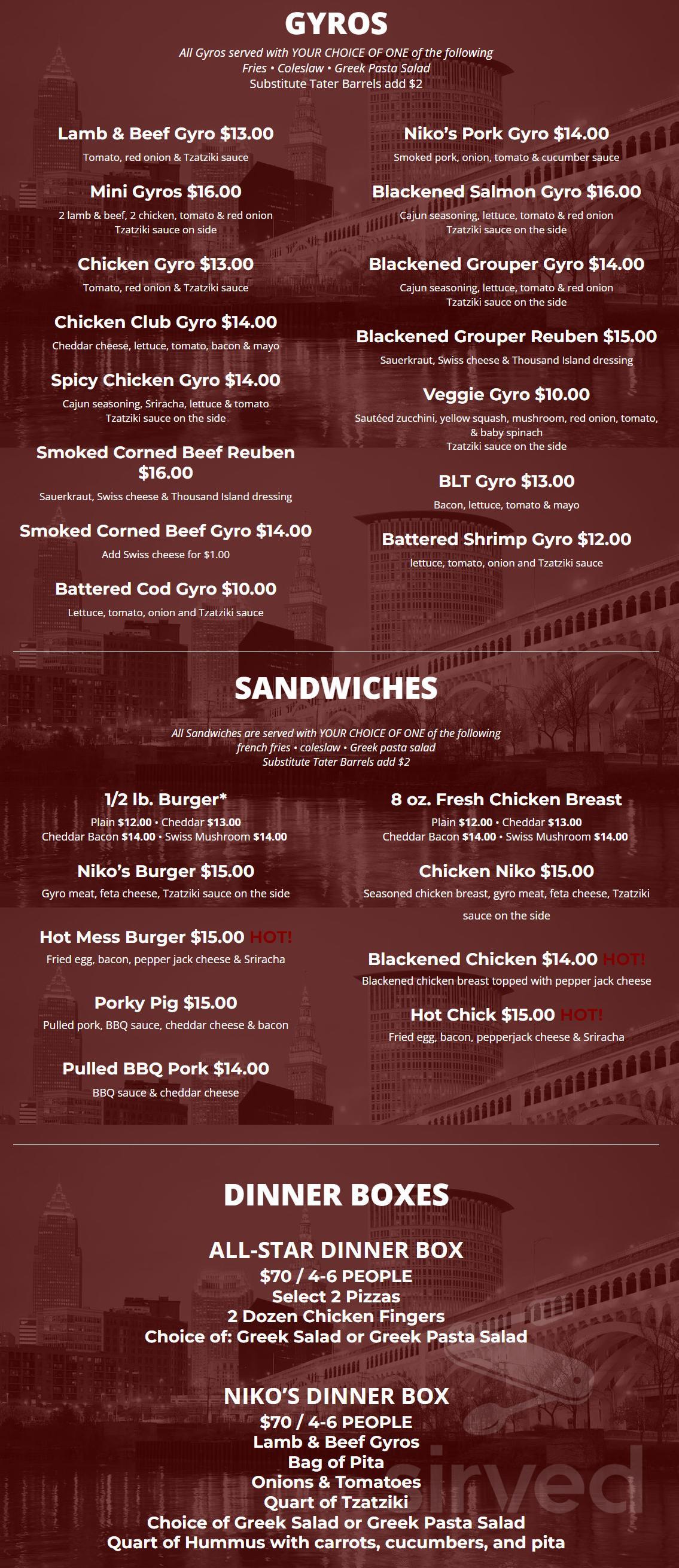 Niko's Gyros To-Go Broadview Heights menu in Broadview Heights, Ohio, USA