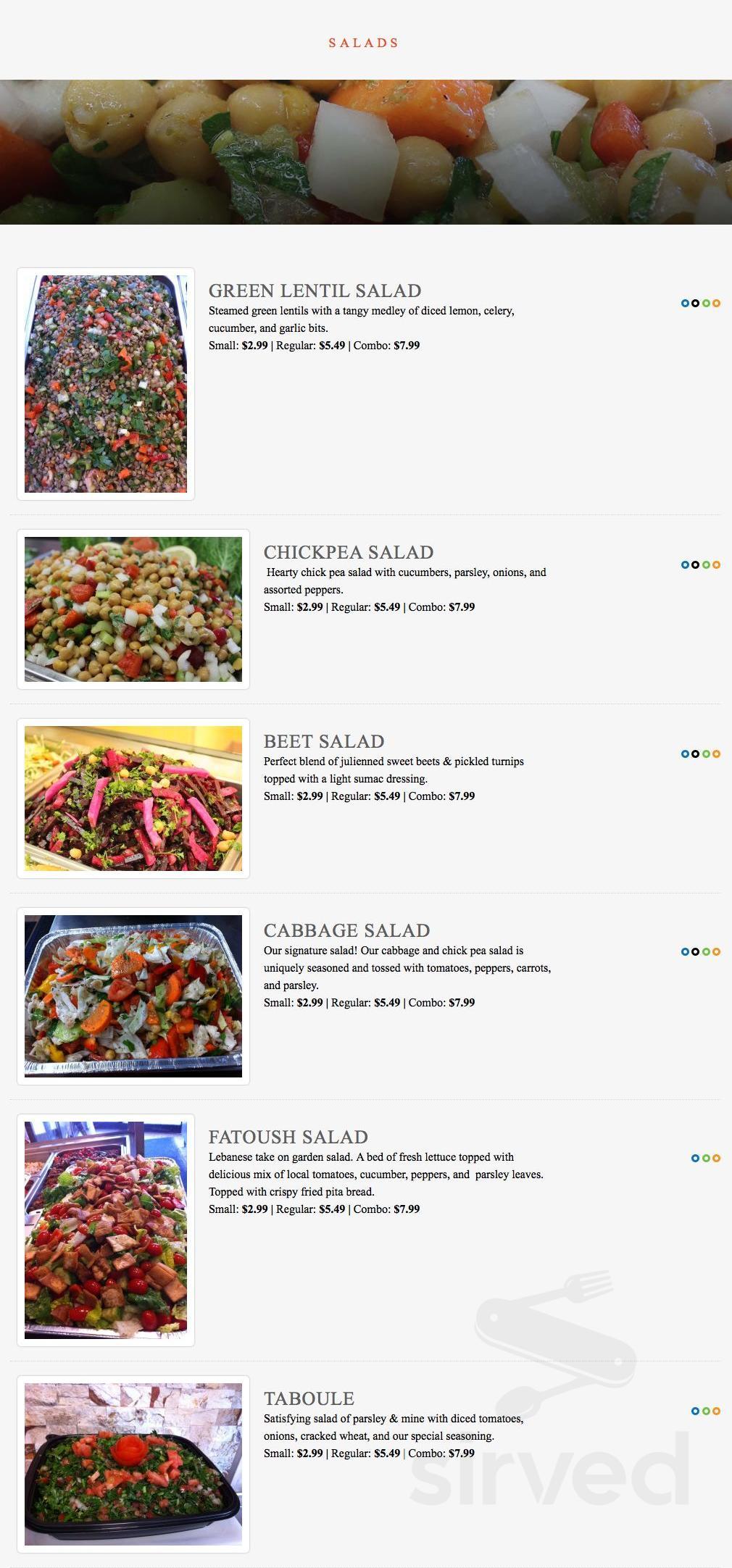 Ghazale Restaurant menus in Toronto, Ontario, Canada