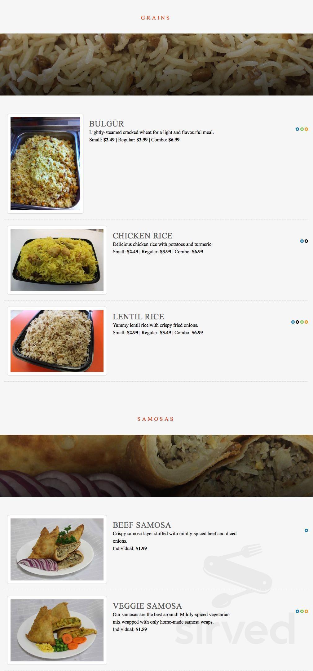Ghazale Restaurant menus in Toronto, Ontario, Canada