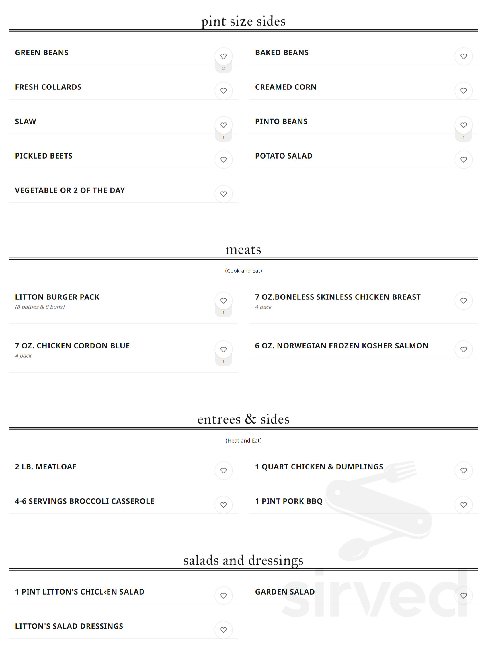Litton's menu in Knoxville, Tennessee, USA