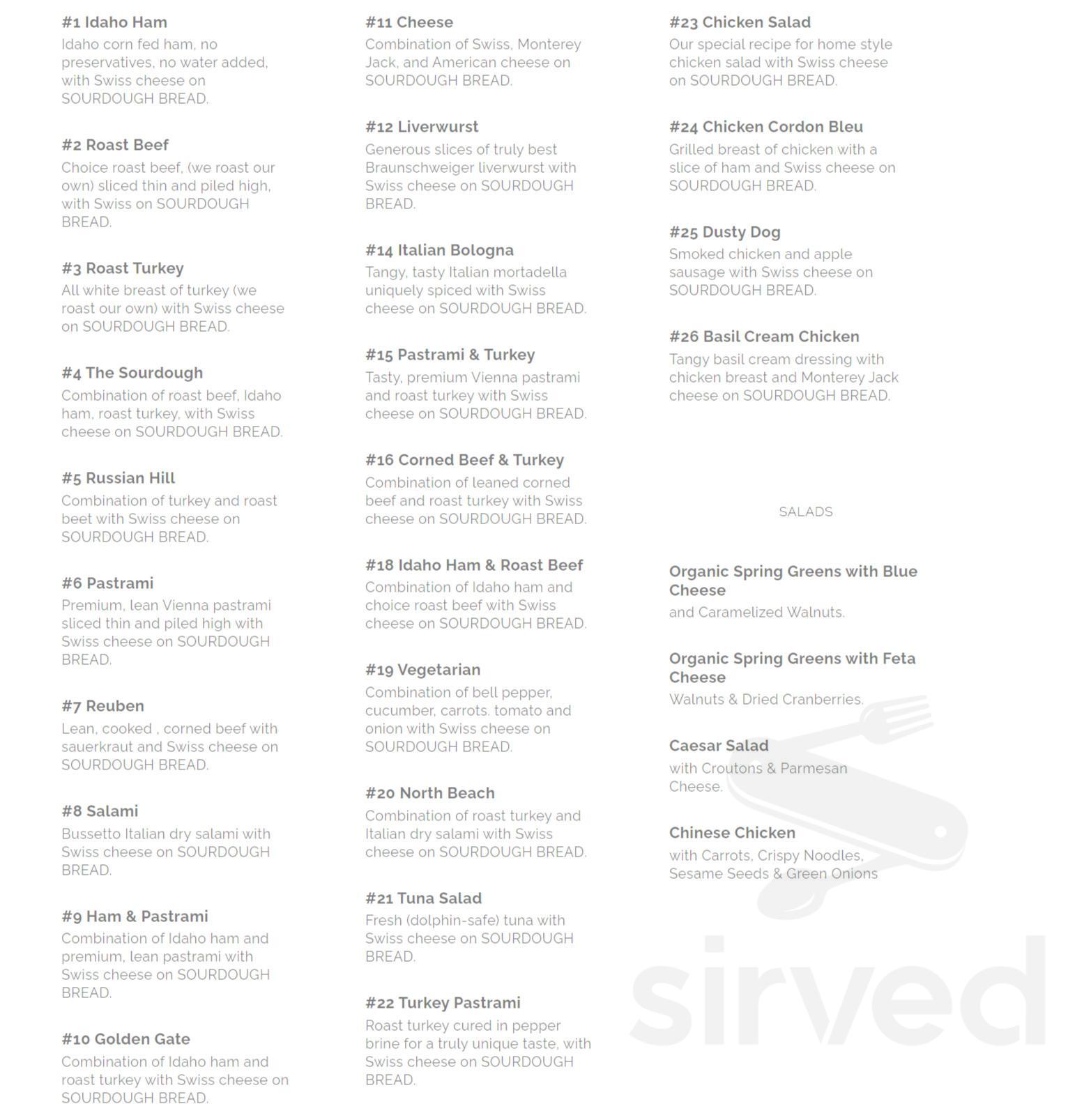 Michael's Sourdough Sandwiches menu in Novato, California, USA