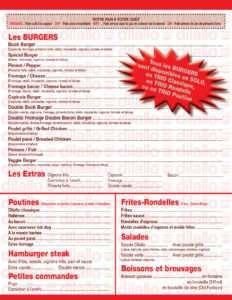 Dilallo Burger Original 1929 menu in Montréal, Quebec, Canada