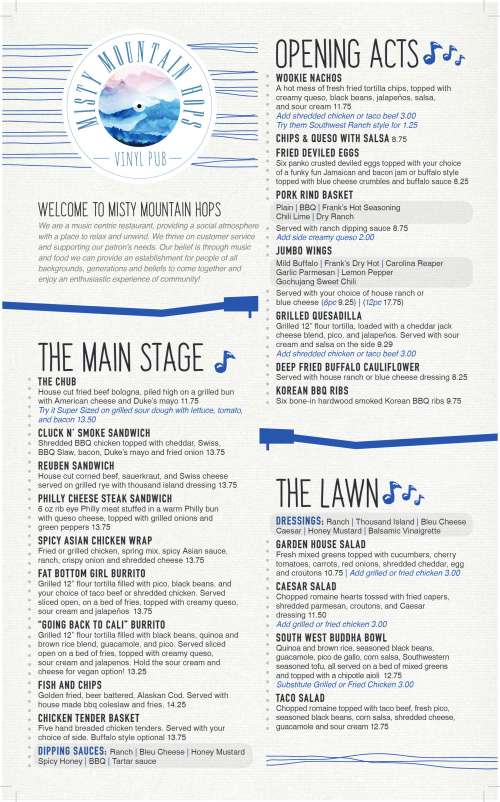 Misty Mountain Hops LLC menu in Blue Ridge, Georgia, USA