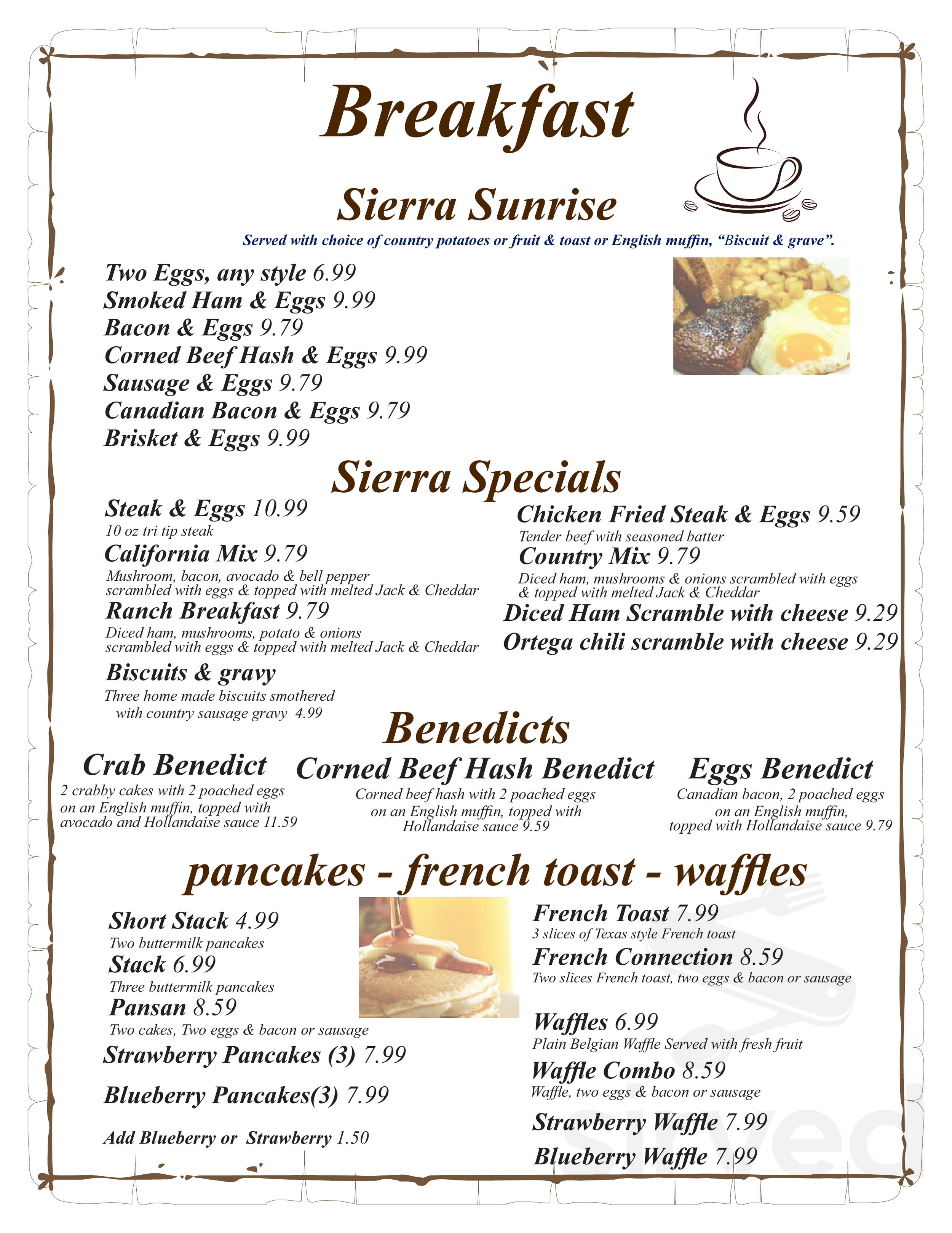 Sierra Grill Smokehouse menu in Auburn, California, USA