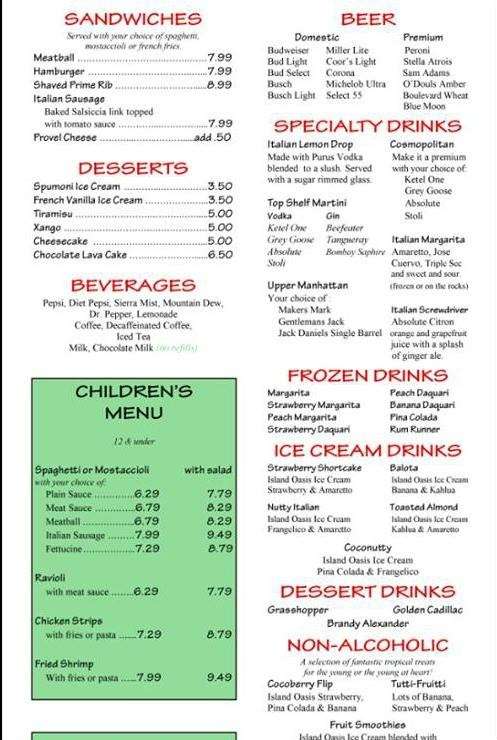 Domenico's Italian Restaurant menu in Osage Beach, Missouri, USA
