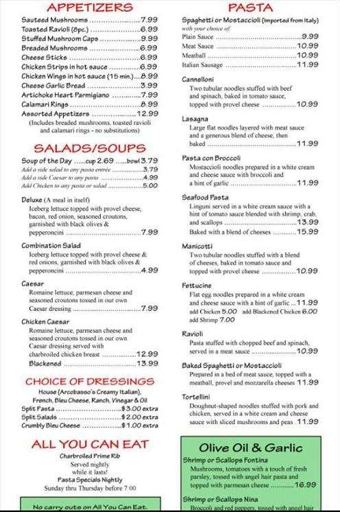 Domenico's Italian Restaurant menu in Osage Beach, Missouri, USA