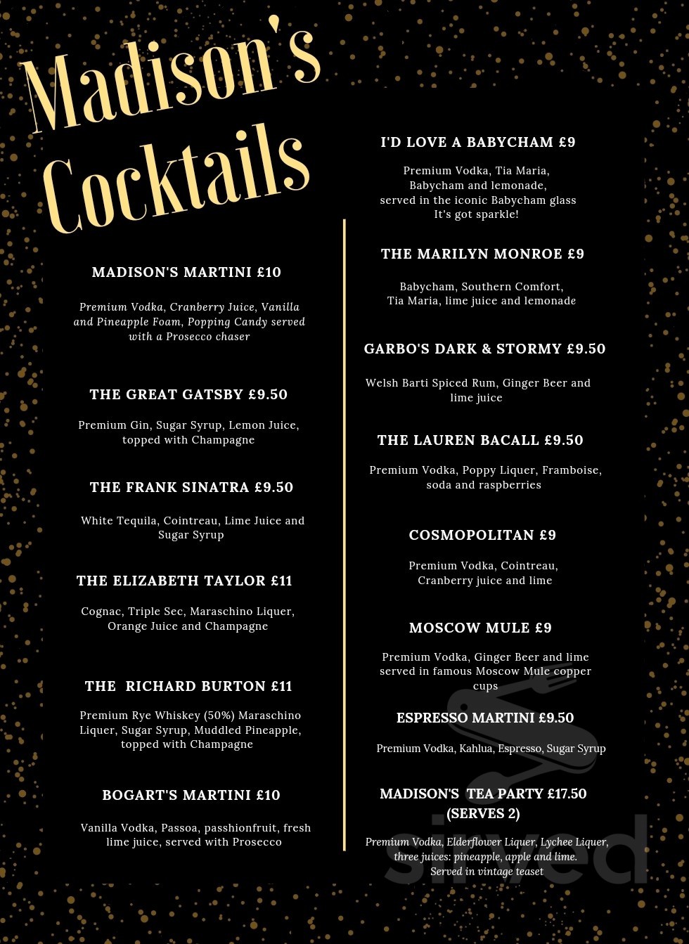Menu - Athens GA's The Madison Bar and Bistro | Sirved