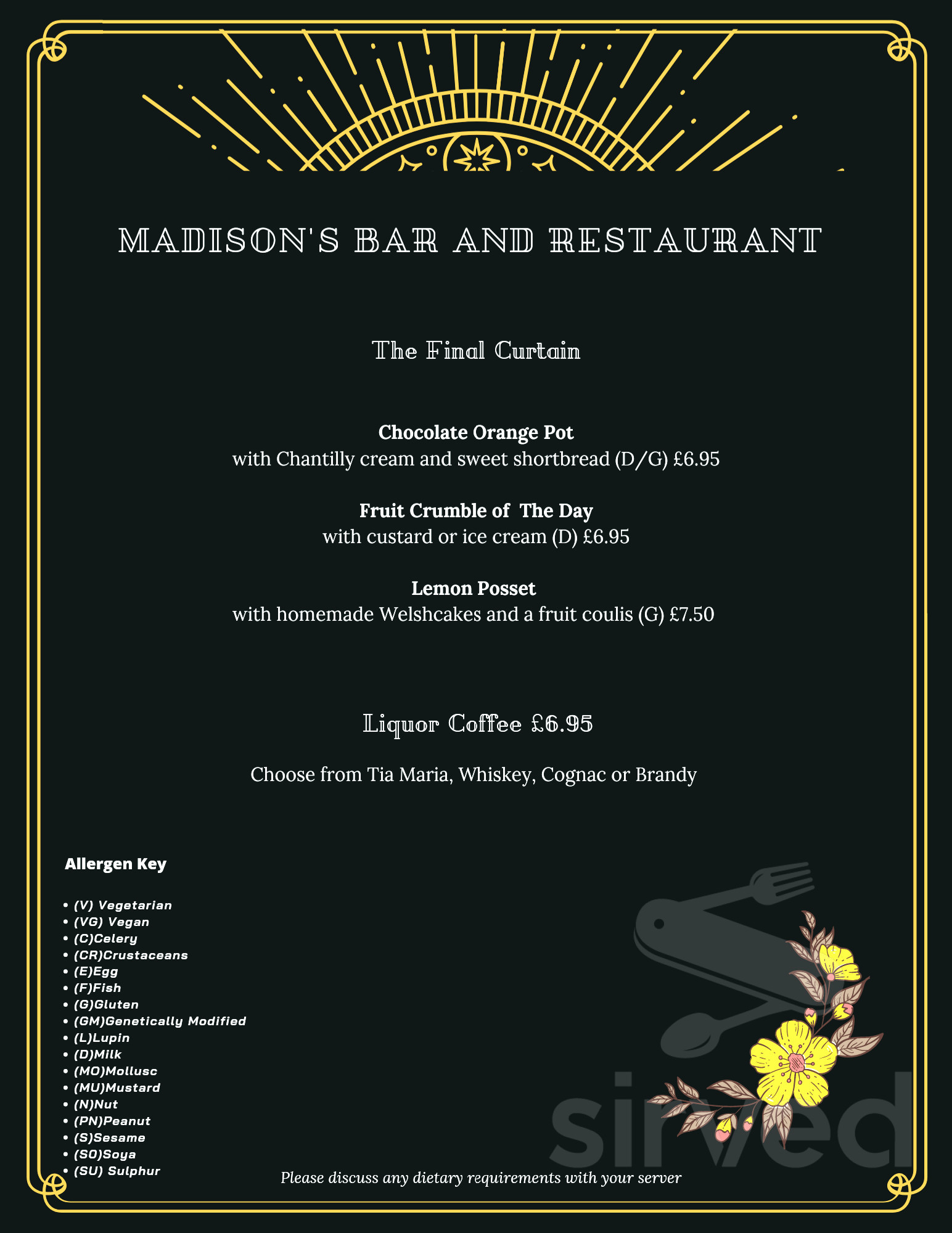 The Madison Bar and Bistro menu in Athens, Georgia, USA