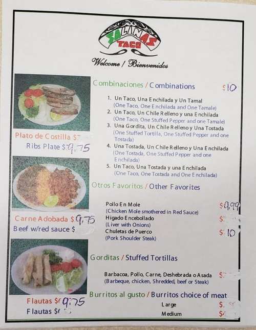 Taco Salinas menu in Garden City, Kansas, USA