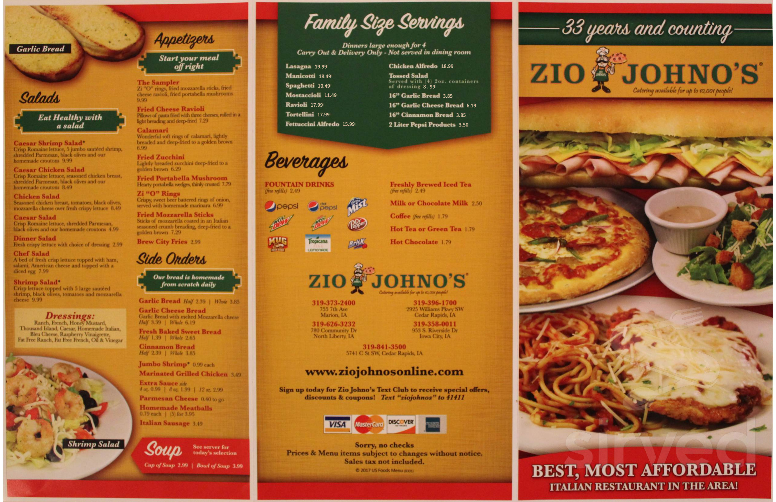 Zio Johno's - Marion menu in Marion, Iowa, USA