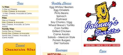 Menu for Johnny's Burritos of El Centro in El Centro, CA | Sirved