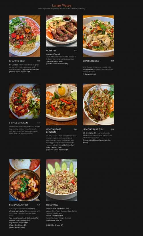 Gao Viet Kitchen menu in San Francisco, California, USA