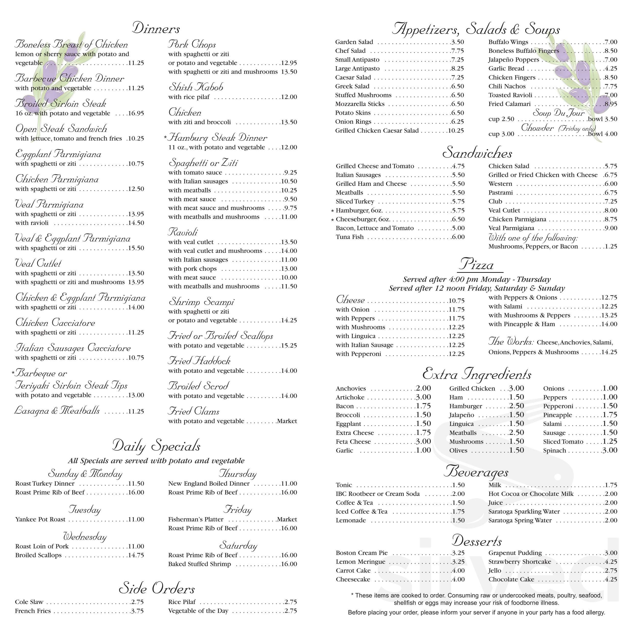 Pleasant Cafe menu in Roslindale, Massachusetts, USA