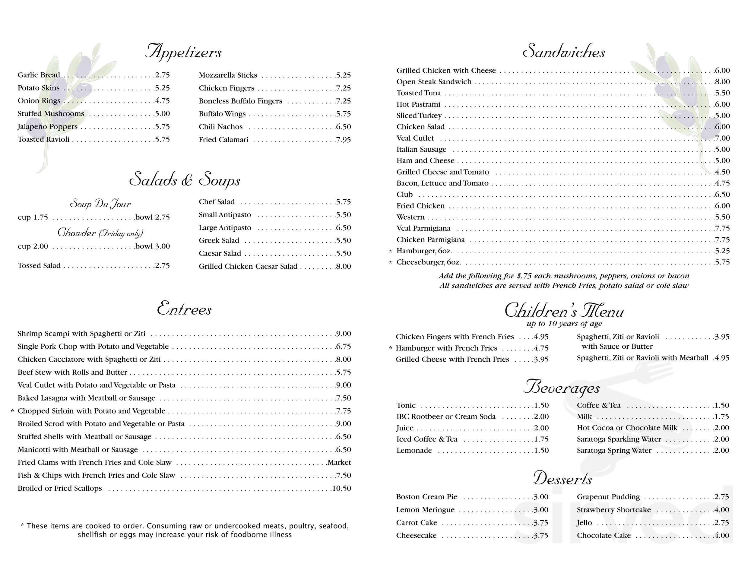 Pleasant Cafe menu in Roslindale, Massachusetts, USA