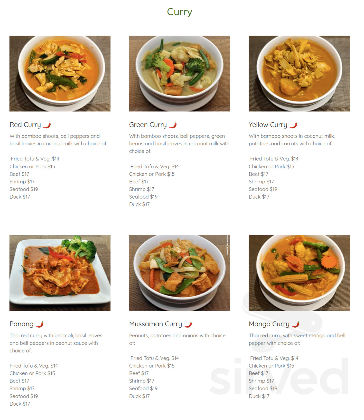 Siam House, Washington, D.C. menu in 3520 Connecticut Ave NW ...