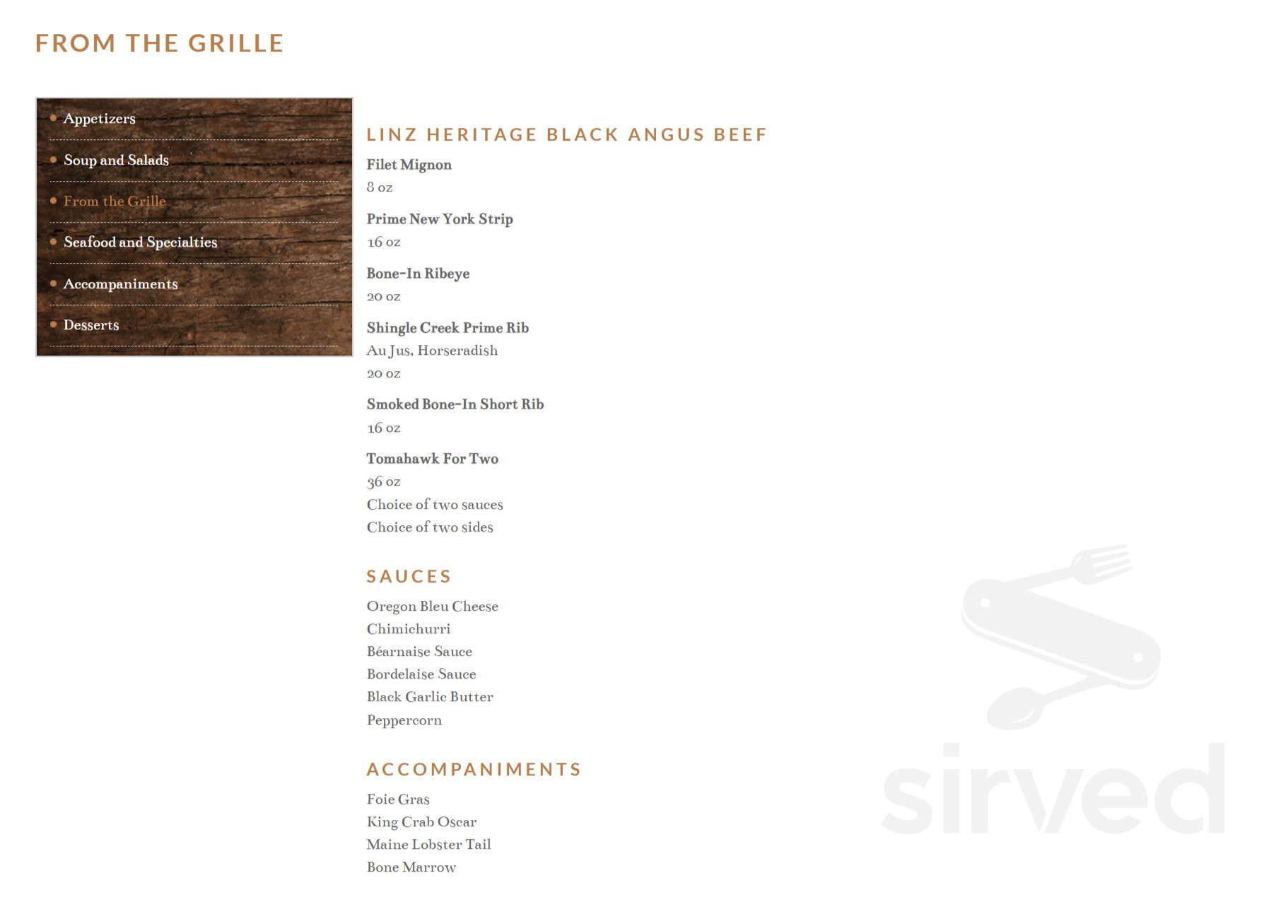 A Land Remembered menu in Orlando, Florida, USA