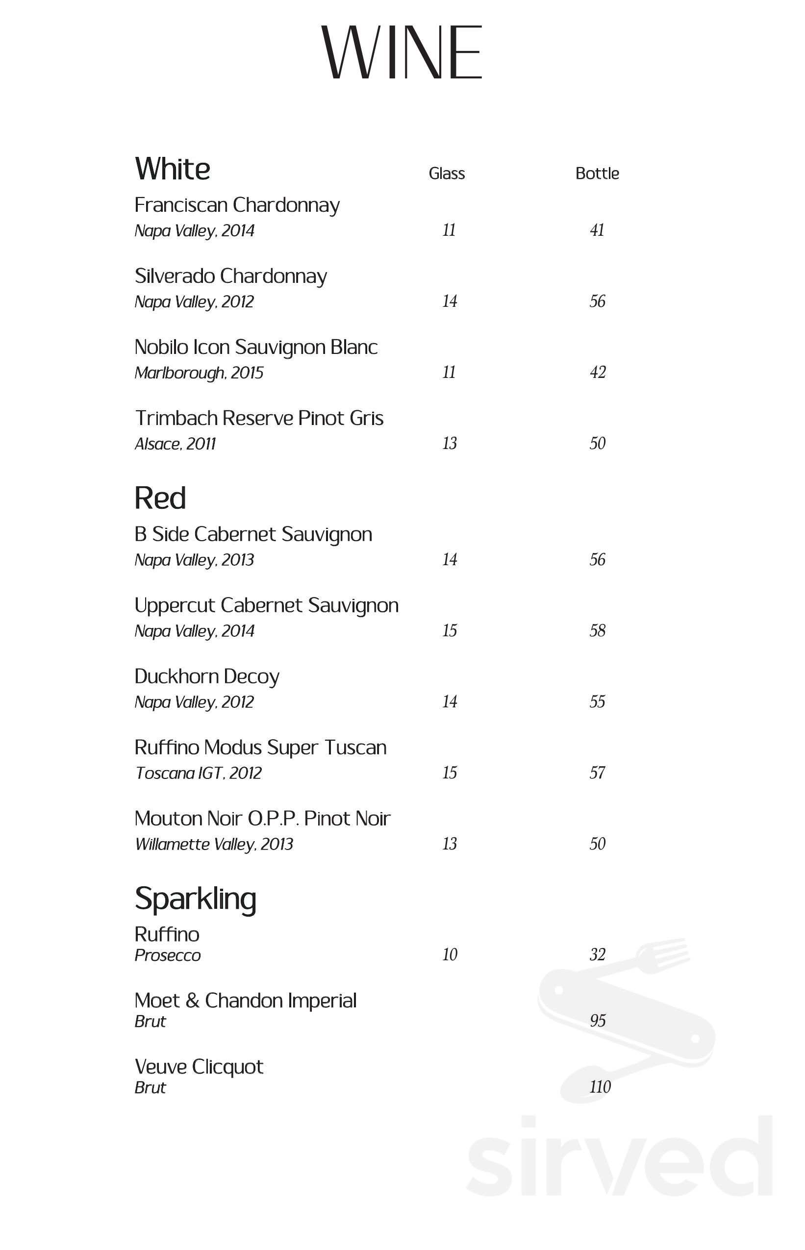 Vault menu in Cleveland, Ohio, USA