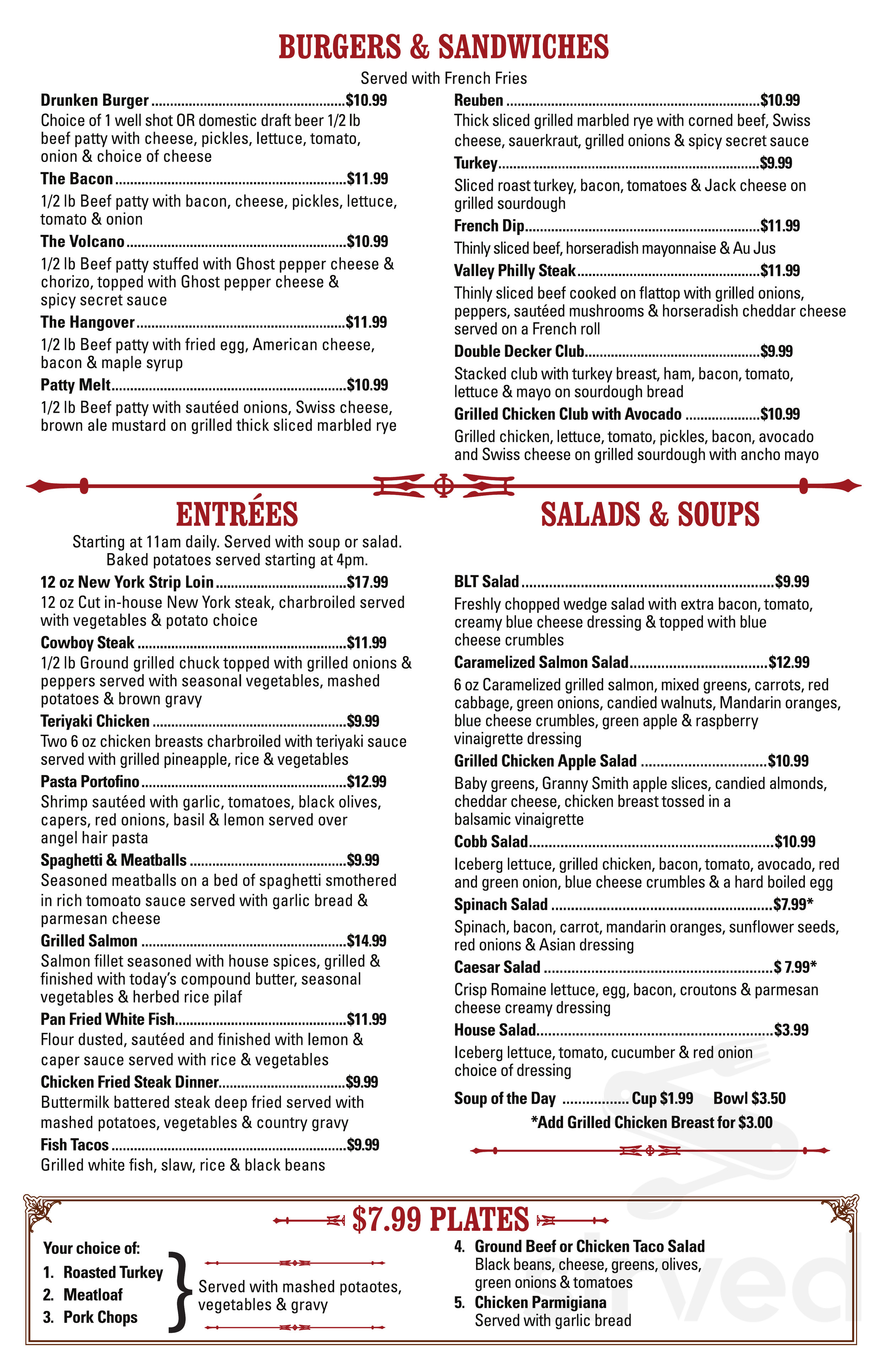 Sharkey's Casino menus in Gardnerville, Nevada, United States