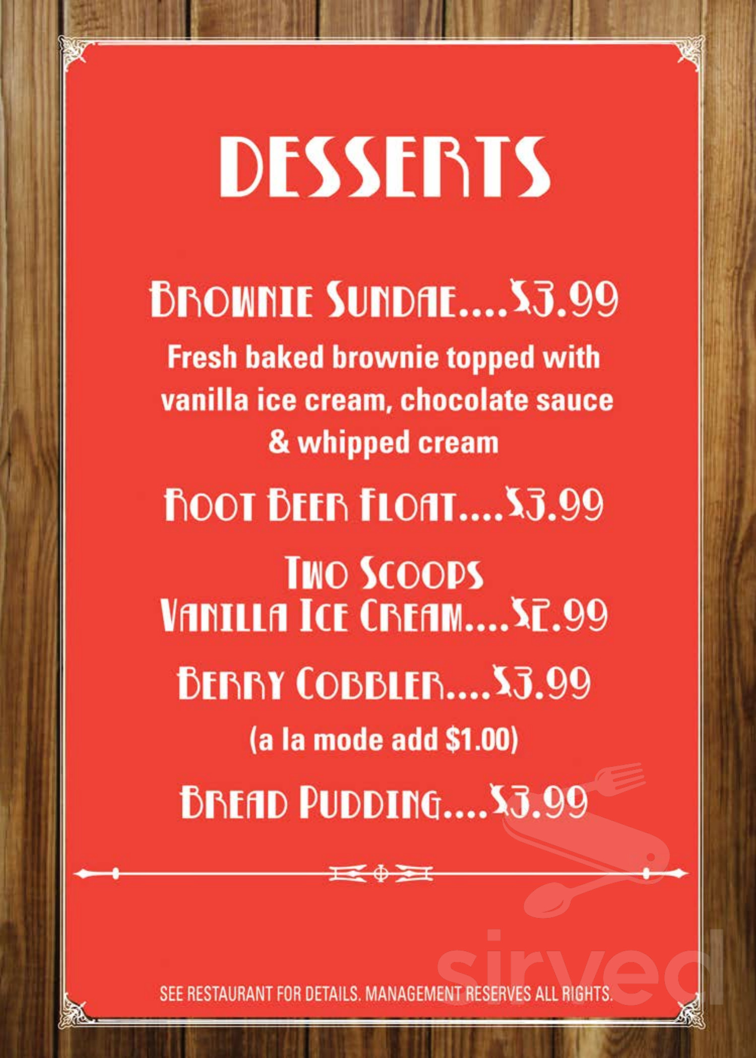 Menu for Sharkey's Casino in Gardnerville, NV | Sirved