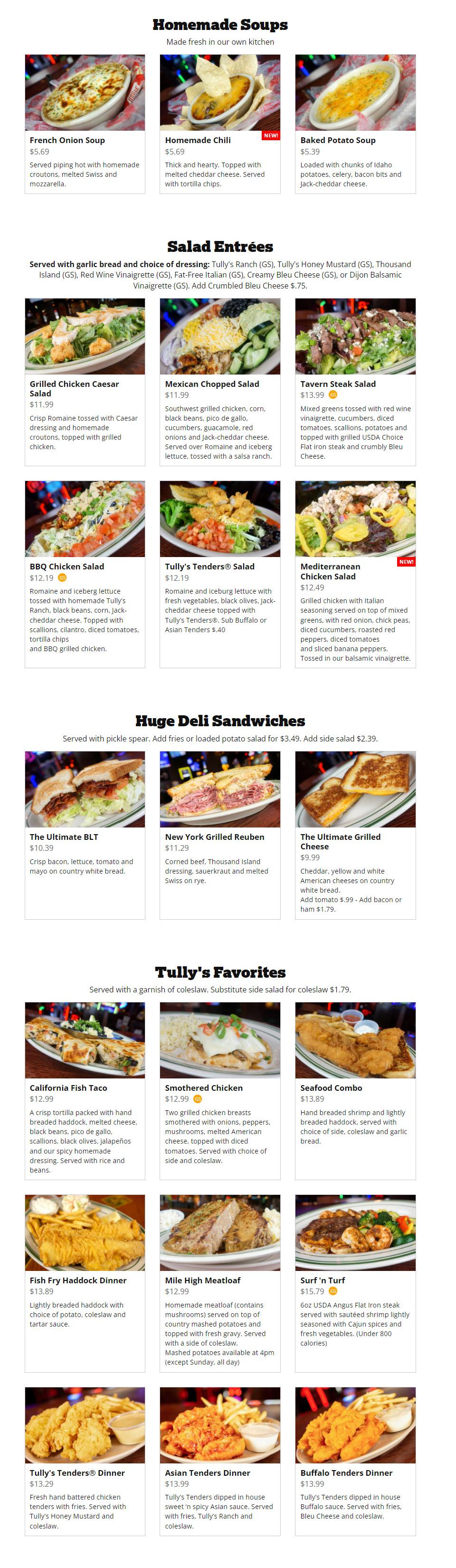 Tully's Good Times Erie Blvd. menus in Syracuse, New York, United States