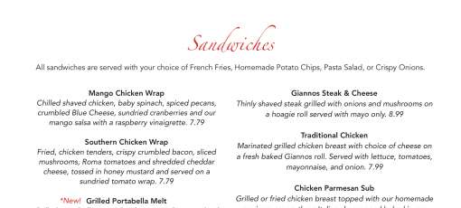 Menu for Giannos Of High Point in High Point, NC | Sirved