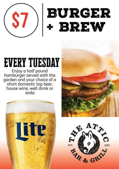 The Attic Bar and Grill West menu in Sioux Falls, South Dakota, USA