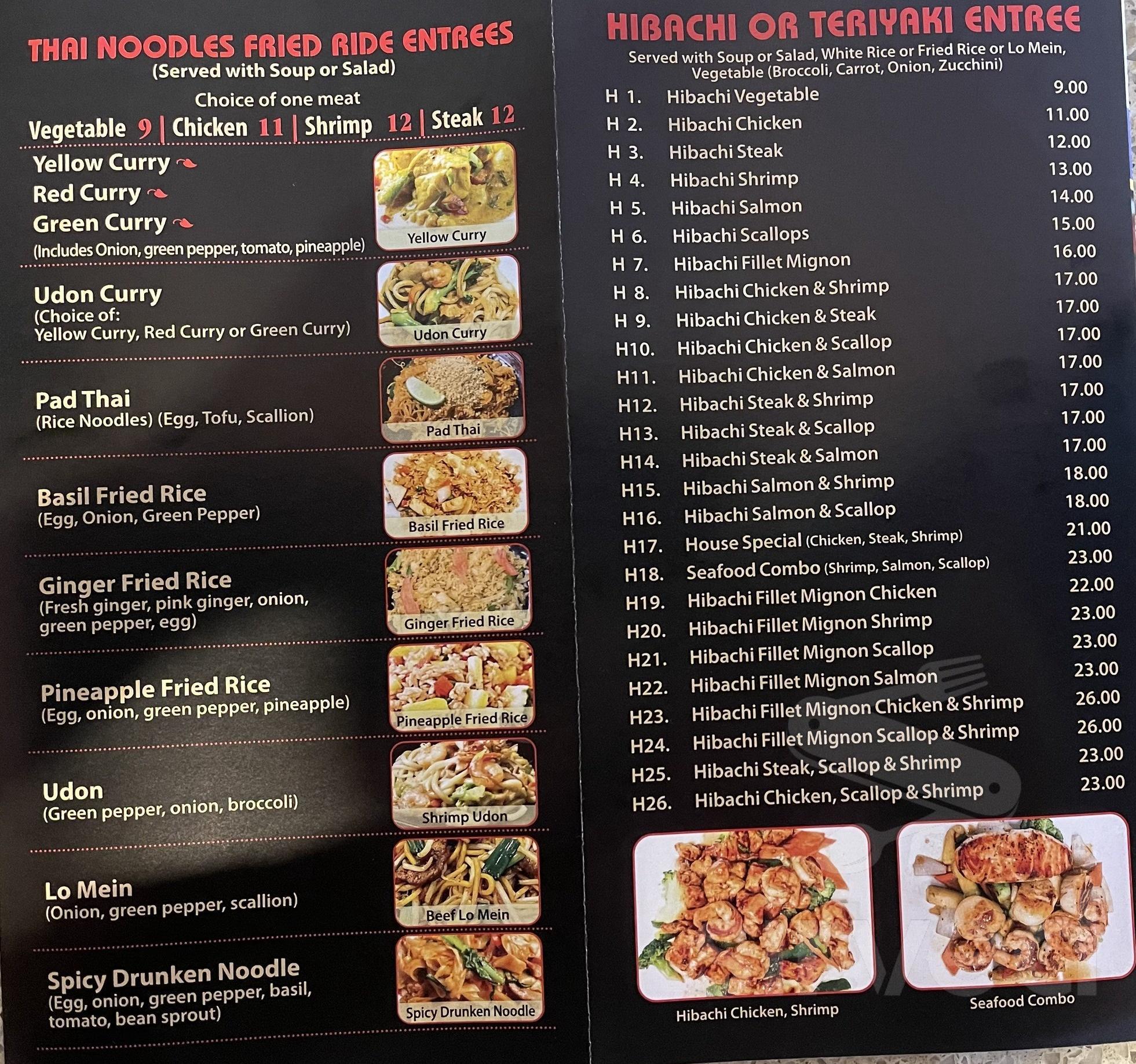 Sumo Fusion menu in Martinsburg, West Virginia, USA