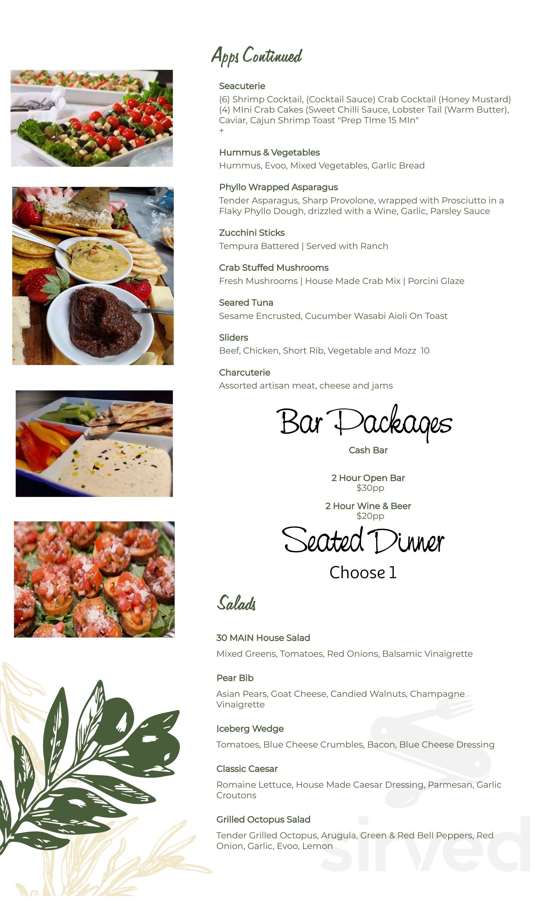 30 Main Events menu in Berwyn, Pennsylvania, USA