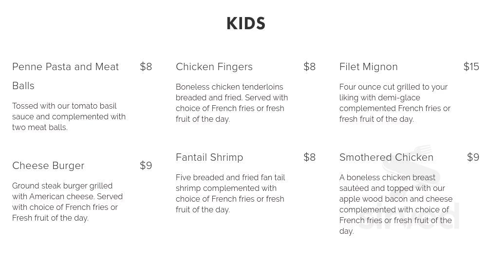 Corkscrew Saloon menu in Medina, Ohio, USA