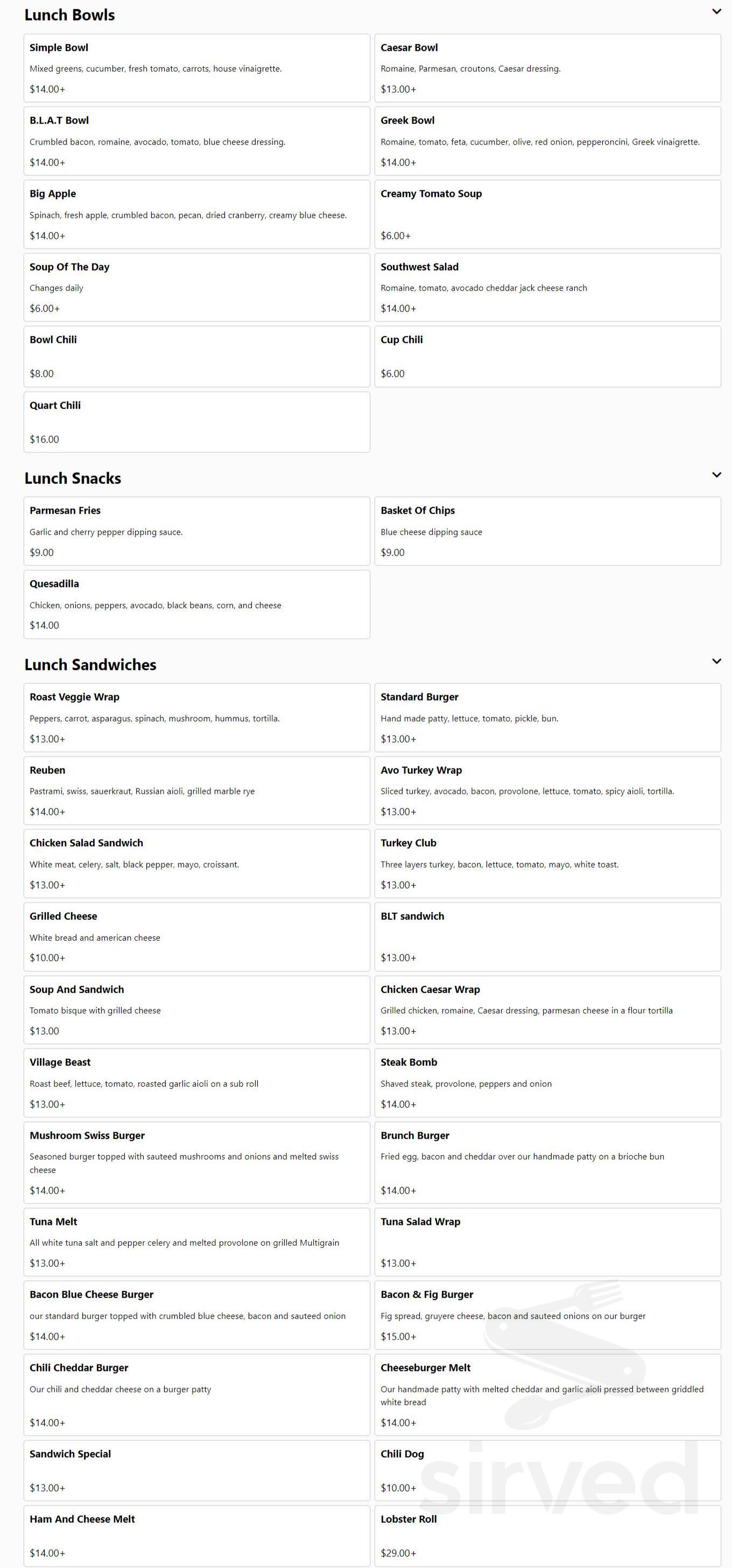 The Buttercup Cafe menu in Barnstable, Massachusetts, USA