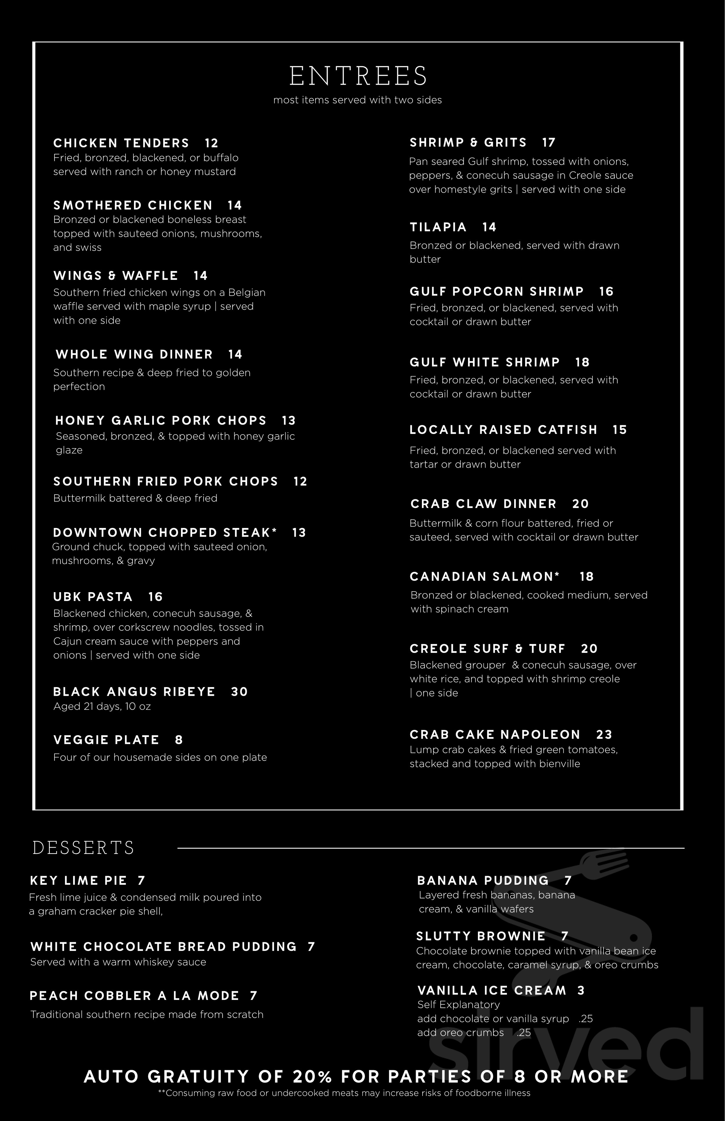 Urban Bar & Kitchen menu in Tuscaloosa, Alabama, USA