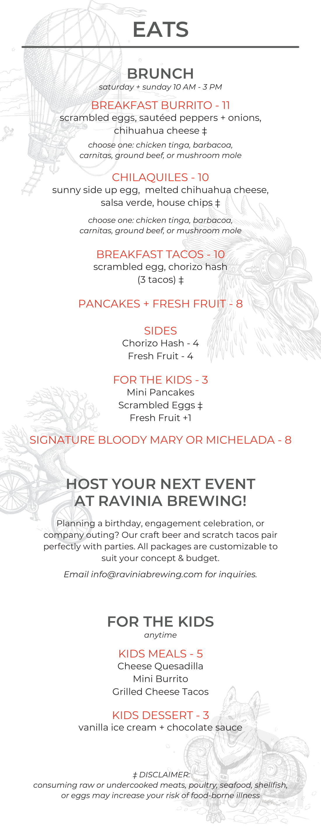 Ravinia Brewing Company menu in Chicago, Illinois, USA