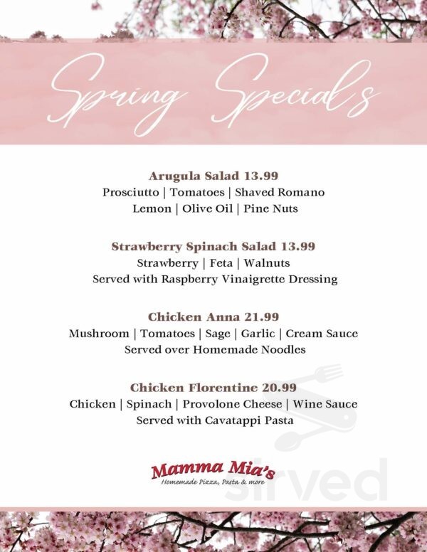 Menu - Carver MA's Mamma Mia's of Carver | Sirved